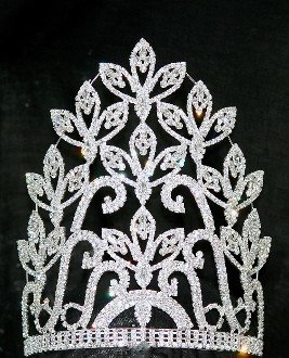 Large leaves rhinestone crowns and tiaras for pageant girls lady hot sale tall crowns supplier whosale pageant crowns