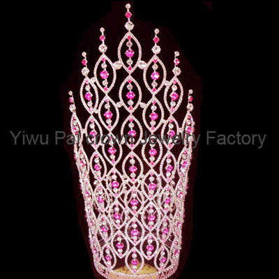 30 inch tall with 6 inch diameter not fully round pageant crowns and tiaras custom 50 inch rhinestone crowns wholesale