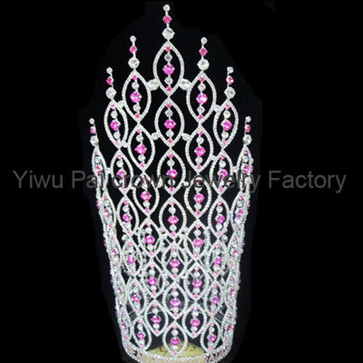 30 inch tall with 6 inch diameter not fully round pageant crowns and tiaras custom 50 inch rhinestone crowns wholesale