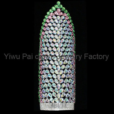 custom 30 inch ab big stones crystal paegeant crowns or rhinestone crowns yiwu supplier pai crown jewelry factory