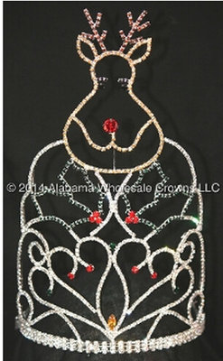 Elk rhinestone crowns custom deer christmas pageant crowns for holiday pageant crowns wholesale crystal pageant crowns