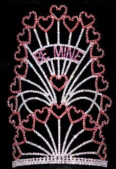 Valetines day crowns and tiaras red hearts crystal rhinestone crowns custom pageant crowns supplier manufactuer