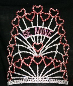Valetines day crowns and tiaras red hearts crystal rhinestone crowns custom pageant crowns supplier manufactuer