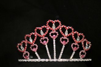 Valetines day crowns and tiaras red hearts crystal rhinestone crowns custom pageant crowns supplier manufactuer
