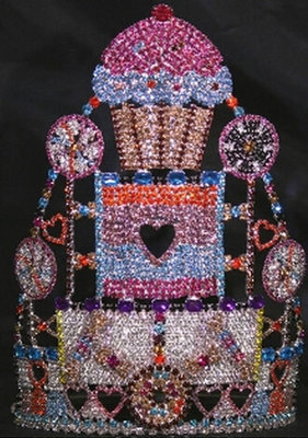 Candy tiaras and crowns rhinestone cake crystal crowns custom pageant crowns and tiaras supplier manufactuer pai crown