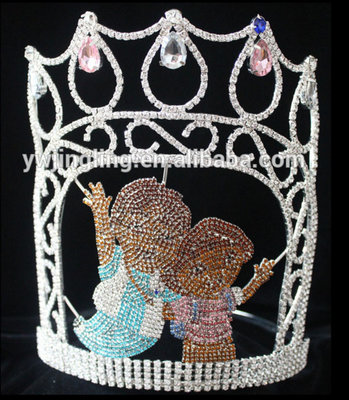Back to school theme pageant crowns and tiaras custom your logo name in the band crown supplier pai crown jewelry
