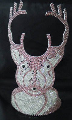 12 inch tall pink deer rhinestone crowns tiaras for unique theme pageants in USA and canada girls crowns wholesale