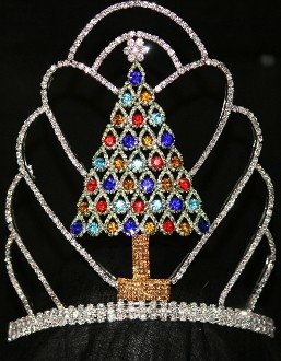 Christamas tree pageant crowns custom logo tall pageant tiaras wholesale pageant crowns supplier manufactuer pai crown