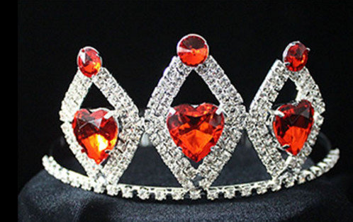 12 inch big round rhinestone crystal pageant crowns and tiara gift for party and holiday red stone crowns display sale