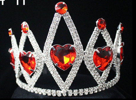 12 inch big round rhinestone crystal pageant crowns and tiara gift for party and holiday red stone crowns display sale