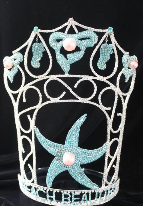 Starfish crowns summber pageant crowns and tiaras wholesale rhinestone crowns tiaras crystal custom crowns in china yiwu