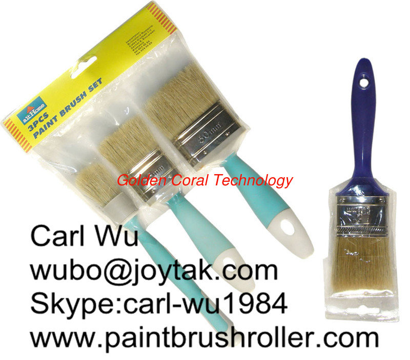 Natural bristle Chinese bristle synthetic mix 3 piece paint brush sets wood handle plastic handle 2 inch 3 inch PBS-010