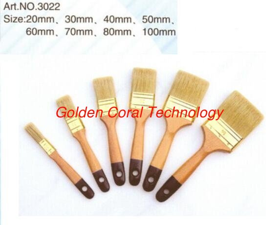 Wooden handle pure natural bristle Chinese bristle mix 6 piece paint brush sets No.3022