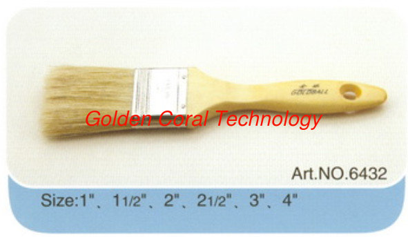 Mixed filament plastic or wooden handle pure bristle high quality paint brush No.6432