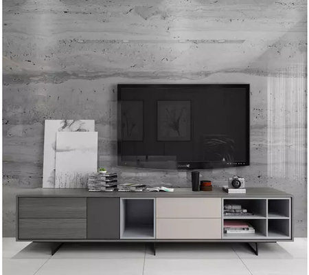 TV stand Cabinet and open storage options Chipboard with melamine finish Oak and White supplier