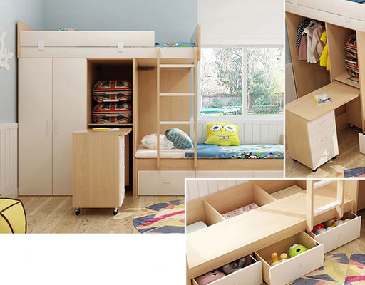 Custom home furniture children wooden double bed designs bunk beds with storage drawers supplier