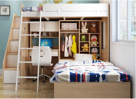 Custom home furniture children wooden double bed designs bunk beds with storage drawers supplier