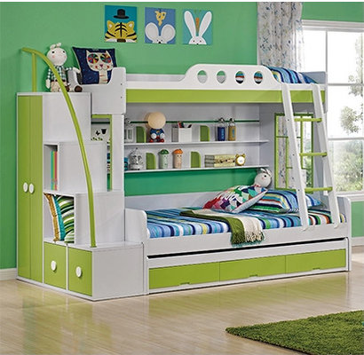 Custom home furniture children wooden double bed designs bunk beds with storage drawers supplier