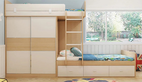 Custom home furniture children wooden double bed designs bunk beds with storage drawers supplier