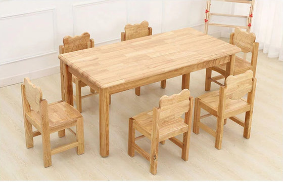 qihang QHD001 Kindergarten children's original wooden table chairs supplier