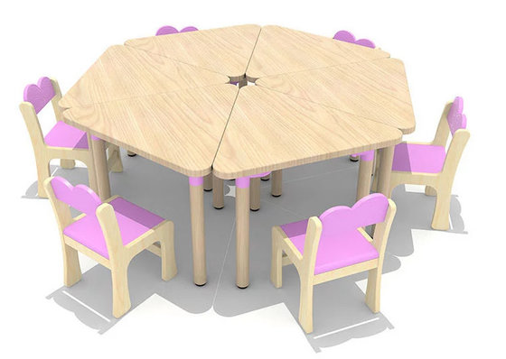 qihang QHD001 Kindergarten children's original wooden table chairs supplier