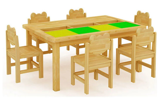 qihang QHD001 Kindergarten children's original wooden table chairs supplier