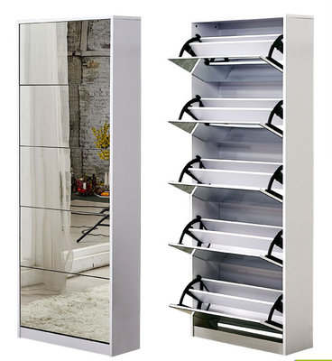For European large shoes mirrored wooden shoe cabinet QH01901 supplier