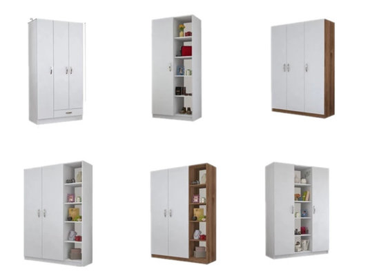 MS bedroom furniture 3 drawer 4 door Wardrobe with mirror supplier