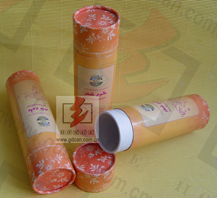 Yellow Cardboard Wine Gift Tube Container Food Grade Glossy Lamination