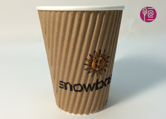 China 12oz Triple Wall Cold Paper Cups Wide Ripple Coffee Cups With Lid supplier