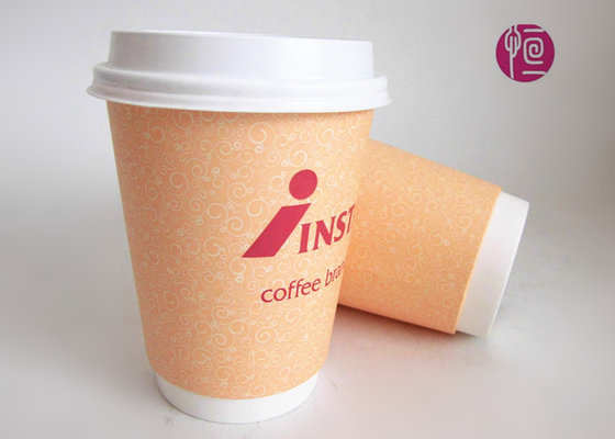 Disposable 12oz 400ml FSC Certificated Double Wall Paper Cups with Black/White Covers supplier