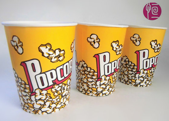 32oz Single Wall Double PE Disposable Popcorn Buckets / Flexo Print supplier