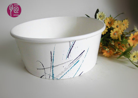500ml 20oz PE Coated Food Grade Paper Salad Bowls With Plastic Cover / Single Wall supplier