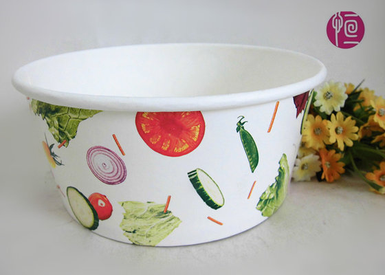 43oz Food Grade PE Coated Low Leakage Disposable Paper Bowls / Enamel Paper supplier