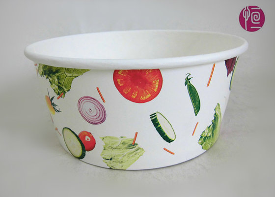 43oz Food Grade PE Coated Low Leakage Disposable Paper Bowls / Enamel Paper supplier