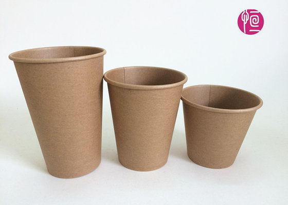 Single Wall Paper Cups In Kraft Paper ,  Top 90mm 8Oz Paper Coffee Cups supplier