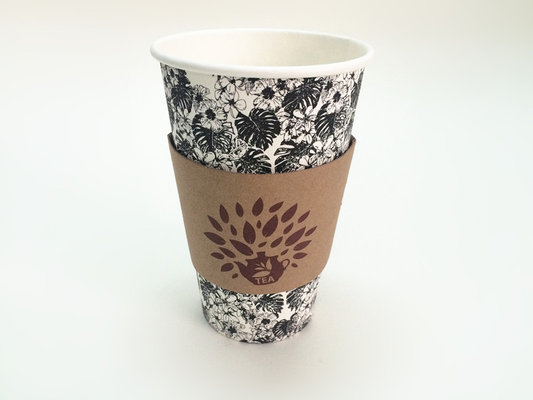 12oz /1 6oz / 20oz Coffee Cup Sleeve  Kraft Paper Double Ripple Wall supplier