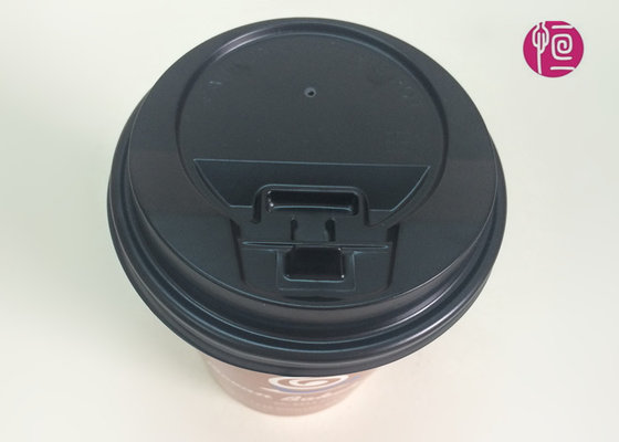 Disposable Plastic Lids , 3.6g PS Plastic Black Coffee Cup Lids supplier