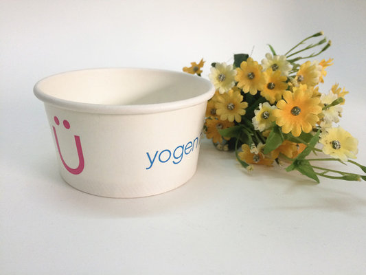 6oz Disposable Frozen Yogurt Paper Cup With Lids / Double PE Paper supplier