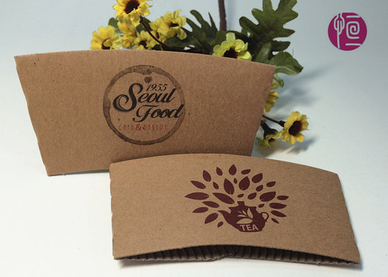 16oz Kraft Paper Coffee Cup Sleeve With Double Wall / Heat Insulated supplier