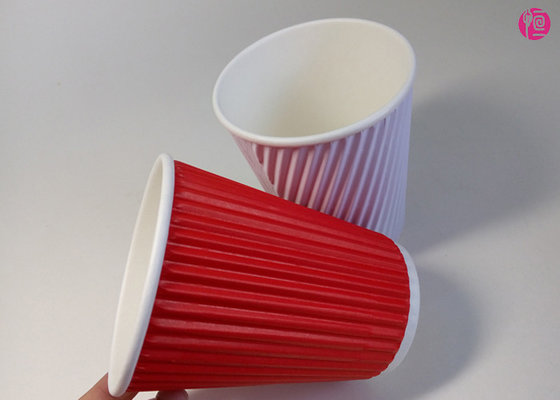 Brightness Offset Paper 12oz Flexo Printed Ripple Wall Hot Coffee Cup supplier