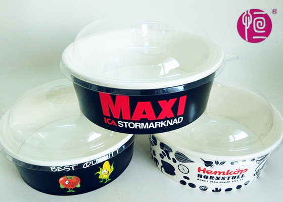 44oz Big Volum Take Away Market Use Paper Salad bowls with Clear Lids FDA Certificated supplier