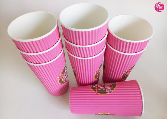 24oz Ripple Wall Paper Hot takeaway coffee cup Full Color Printed supplier