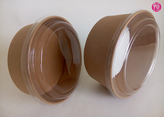 800ml Takeaway Waterproof Oilproof 32oz Kraft Paper Salad Bowls with Clear PET Lid supplier