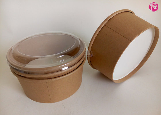 800ml Takeaway Waterproof Oilproof 32oz Kraft Paper Salad Bowls with Clear PET Lid supplier
