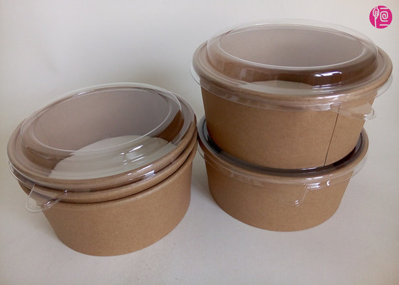 800ml Takeaway Waterproof Oilproof 32oz Kraft Paper Salad Bowls with Clear PET Lid supplier