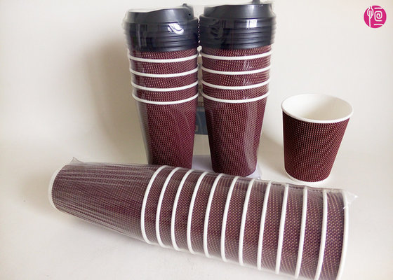 No smell 16oz ripple paper coffee cups Custom Label in Shrink Wrap supplier