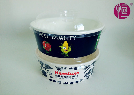 44oz Big Volum Take Away Market Use Paper Salad bowls with Clear Lids FDA Certificated supplier