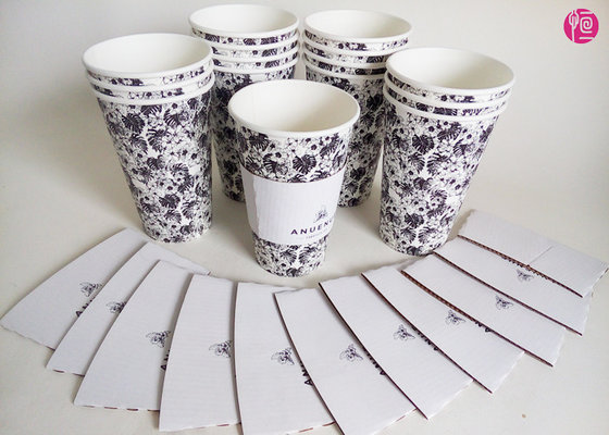 Single Wall 16oz Hot Tea coffee takeaway cups Custom Paper Sleeve supplier