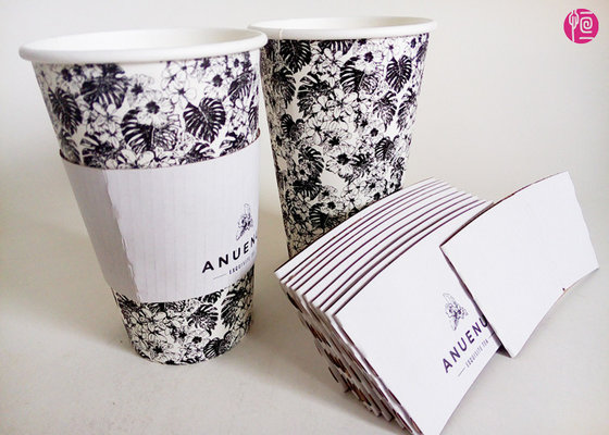 Single Wall 16oz Hot Tea coffee takeaway cups Custom Paper Sleeve supplier